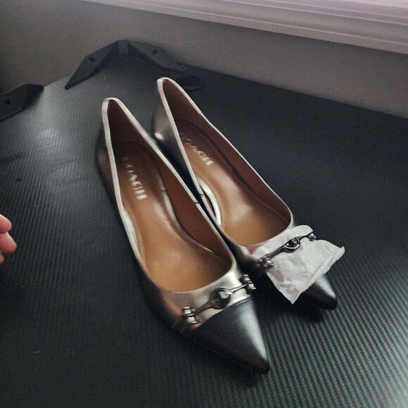 Coach | Shoes | New Coach Unique Heels Metallic Black Gunmetal Heels ...